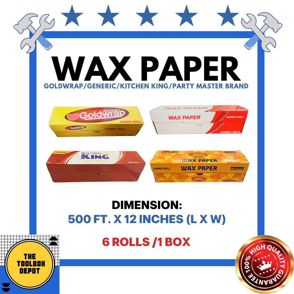 [1 Box/6PCS] Wax Paper Jumbo Roll Goldwrap/Generic/Kitchen King ...
