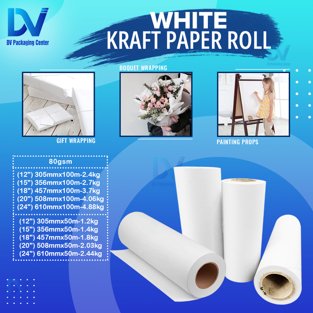 (80gsm) WHITE KRAFT PAPER ROLL - 50m & 100m | Shopee Philippines