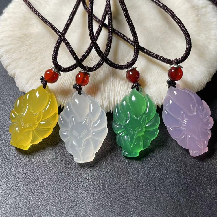 Fox Queen Necklace Nine Tailed Fox Crystal Queen Jade Stone Charm ...