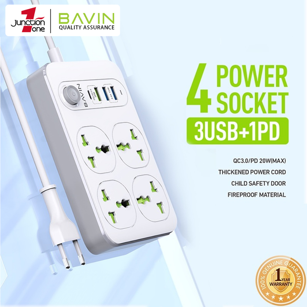 BAVIN PC803 4 Power Socket 3USB+1PD Support Fast Charging And Multi ...
