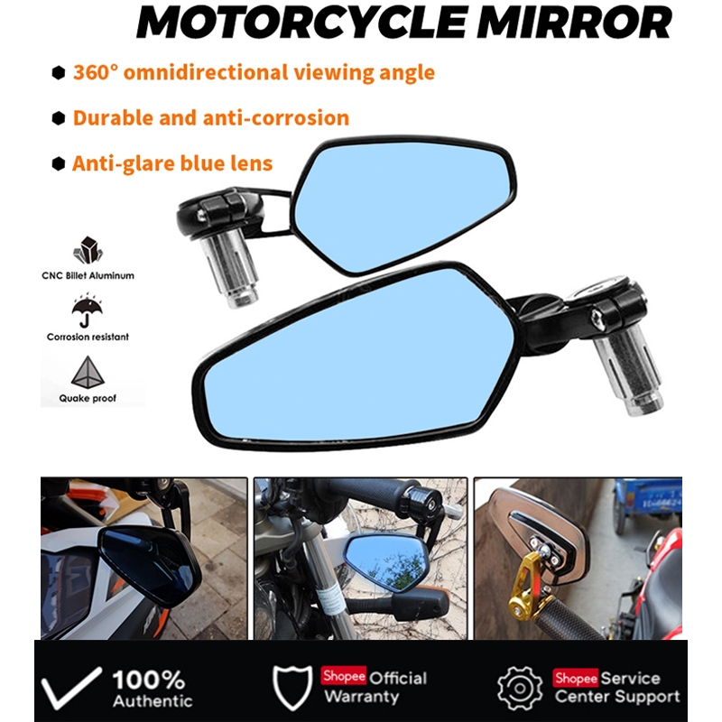 Motorcycle Aluminum Handle Bar End Side Rearview Mirror Black Foldable ...