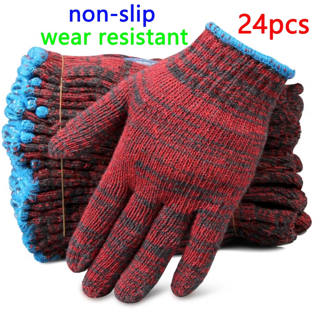 1 Dozen 24Pcs 800grams Labor Gloves For Construction Site Work Cotton ...