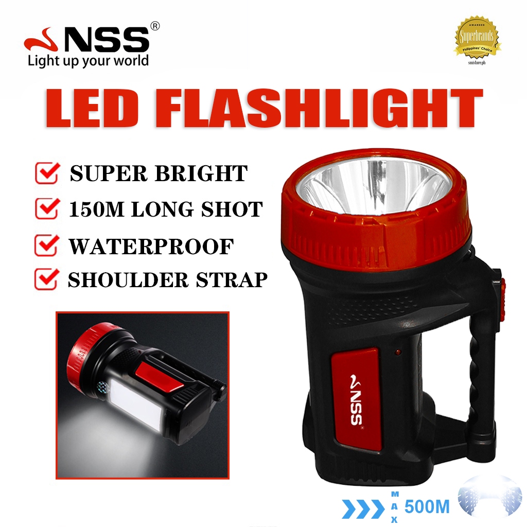 NSS LED Searchlight Flashlight Rechargeable Super Bright 1000mAh LED ...