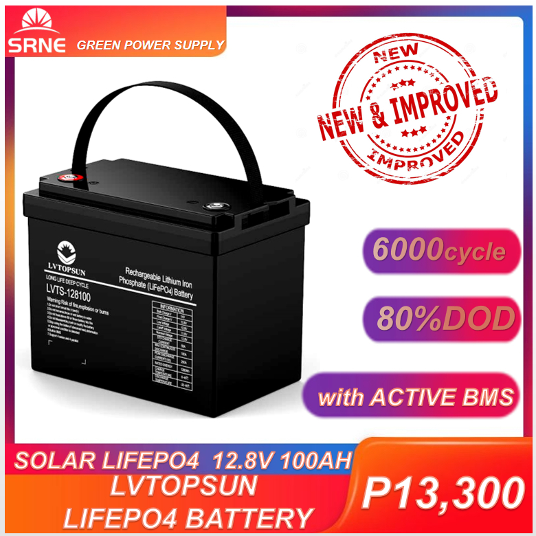 lifepo4 Deep Cycle Battery 12V 100AH Lifepo4 support /Lithium LVTOPSUN ...
