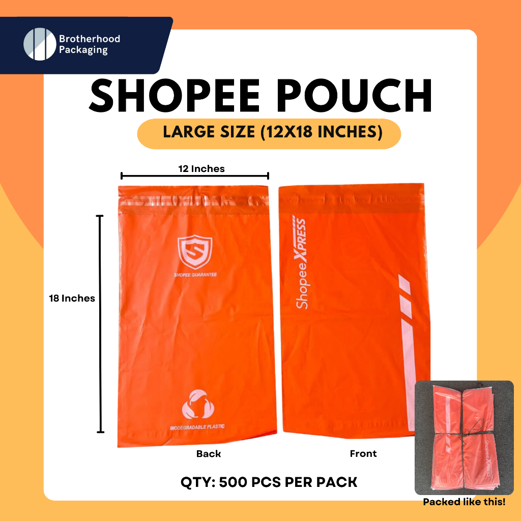 Shopee Orange Pouch Large 500pcs (12x18 in) | Shopee Philippines