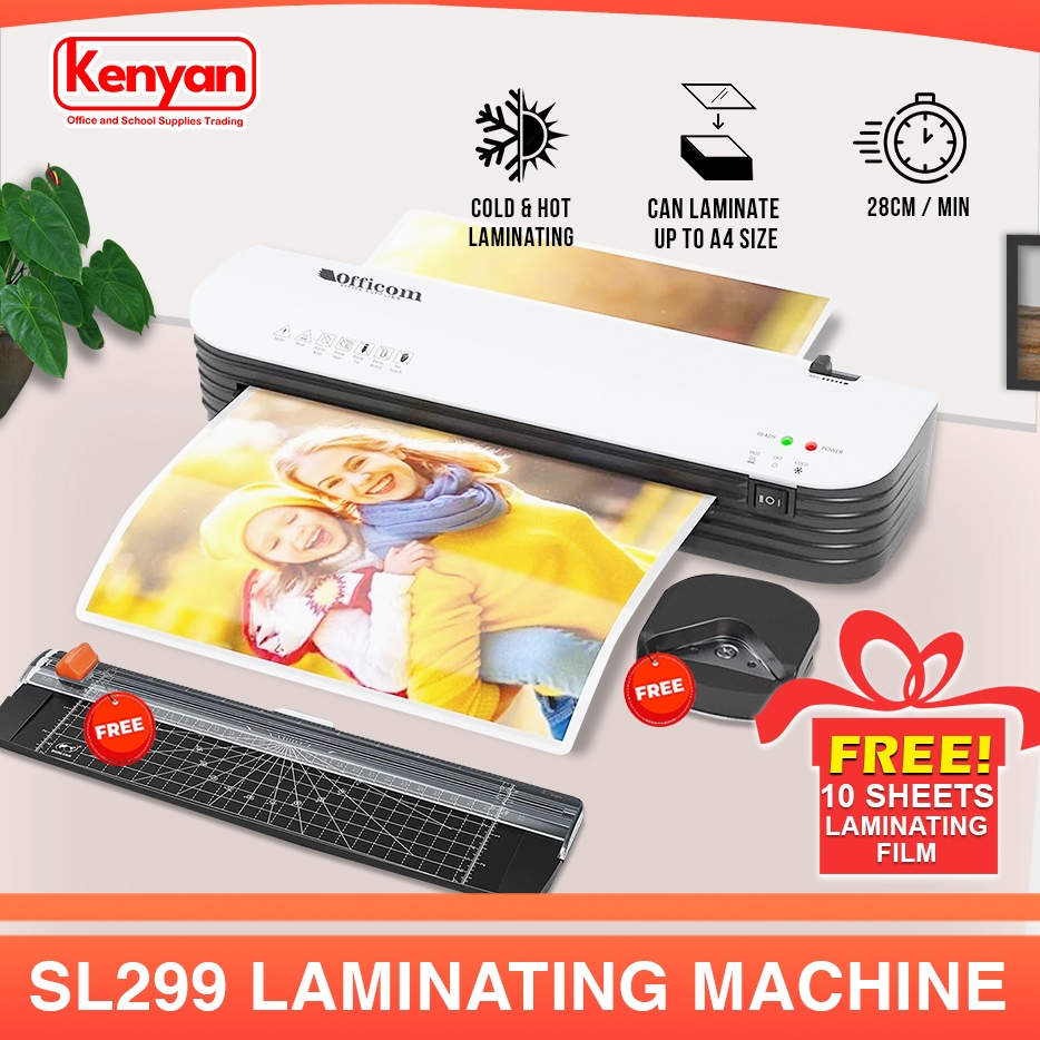 Laminator SL299 A4 size with Paper Cutter and Corner Trimmer Free 10 Sheets Laminating Film ...