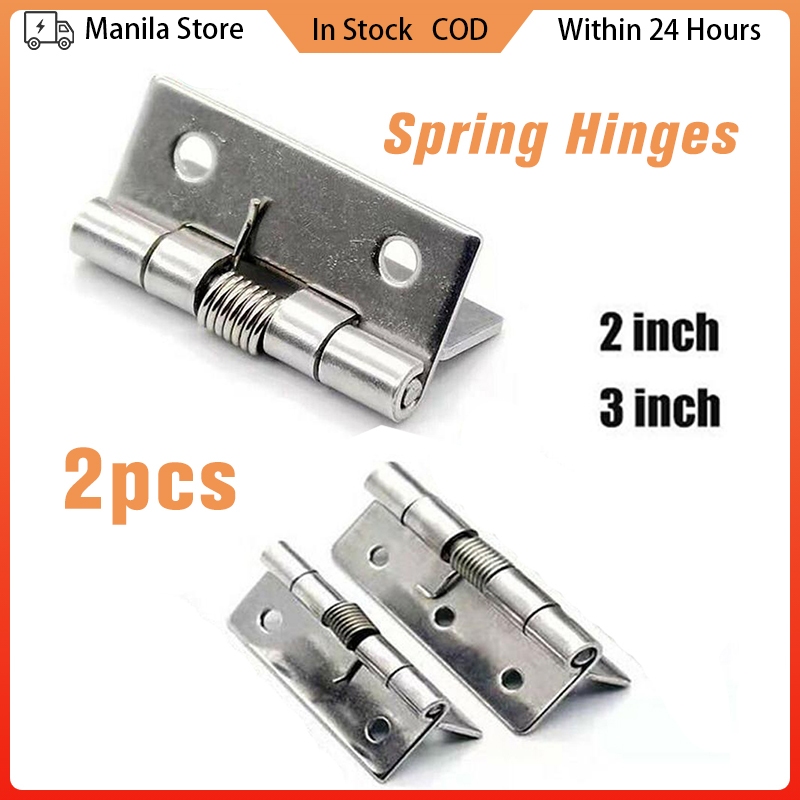 2pcs 2inch 3inch Spring Hinges Self Closing Spring Hinge Stainless ...