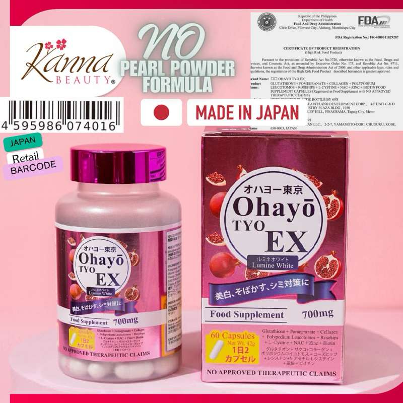 OHAYO TYO Tokyo EX Lumine White 100% MADE IN JAPAN 60 Capsules ...
