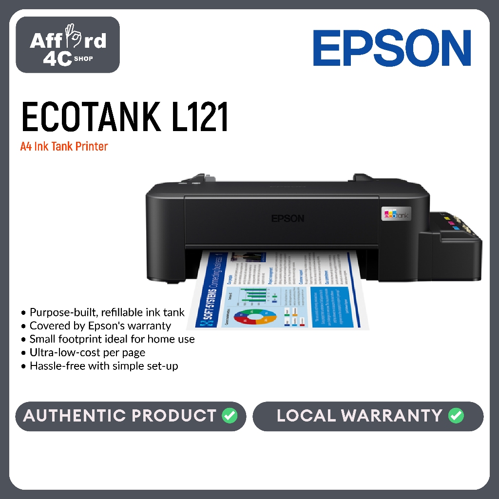 Epson EcoTank L121 A4 Ink Tank Printer | Shopee Philippines