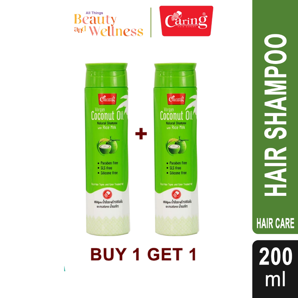 CARING Virgin Coconut Oil Natural Shampoo With Rice Milk 200ml | Shopee ...