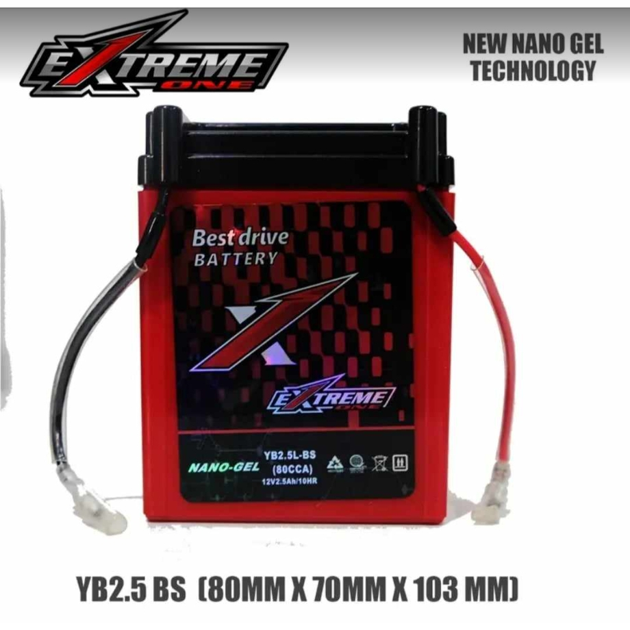 EXTREME ONE NANO GEL BATTERY FOR MOTORCYCLE YB2.5L/YTX5A/12N5L/YTX7L ...