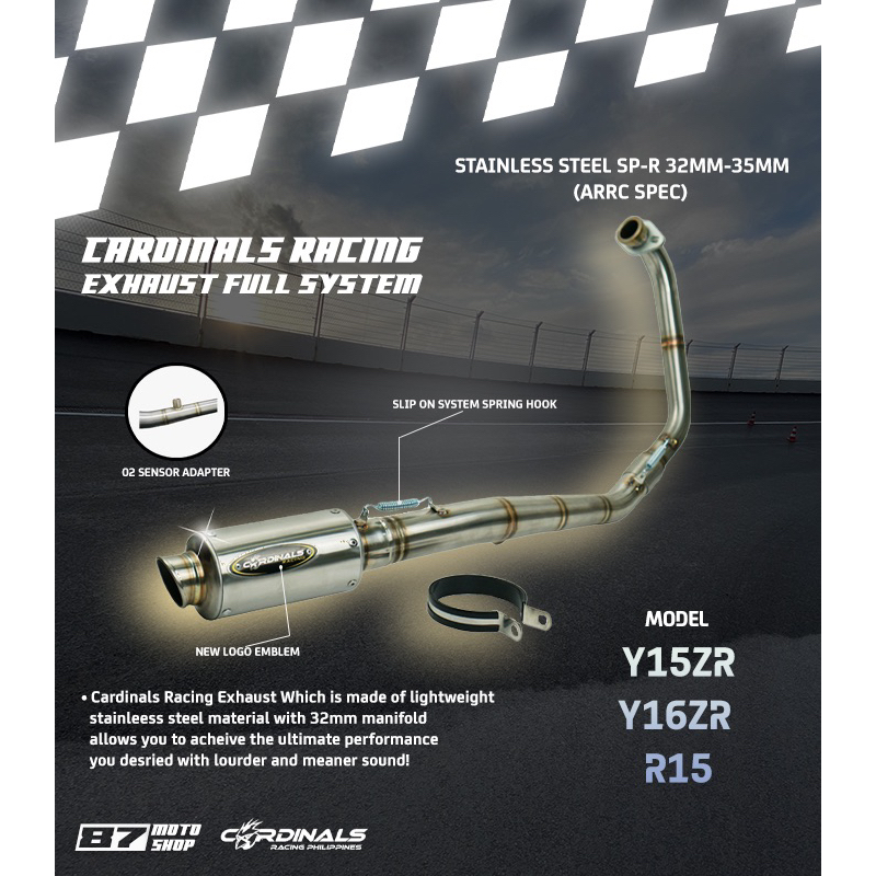 CARDINALS RACING - EXHAUST FULL SYSTEM STAINLESS STEEL SP-R 32MM-35MM ...