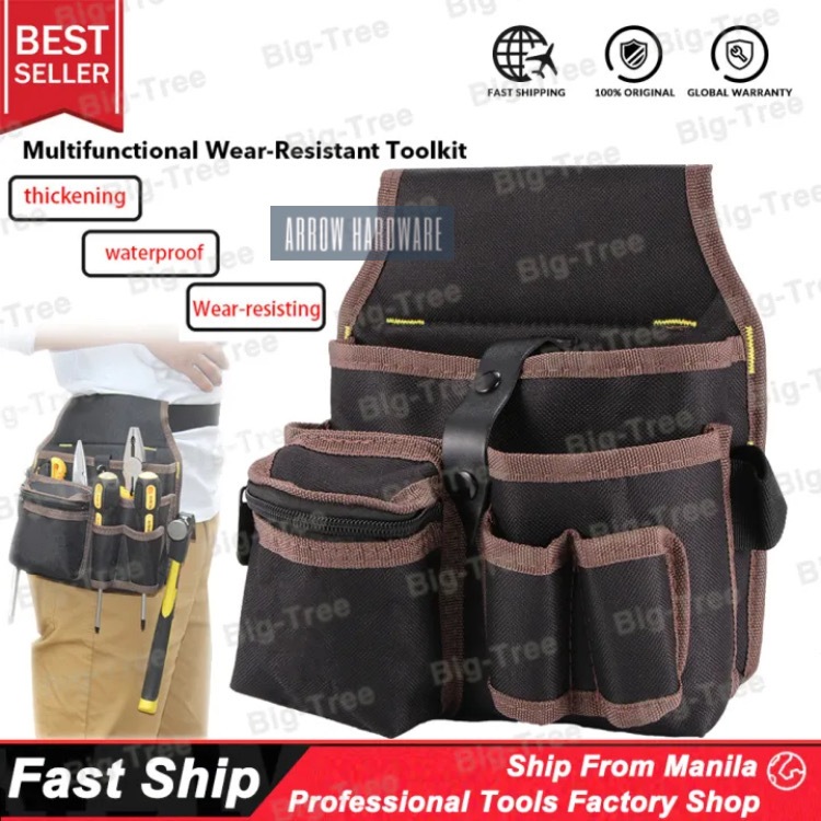 600D Large Capacity Waist Tool Bag Waist Pockets Electrician Tool Bag ...