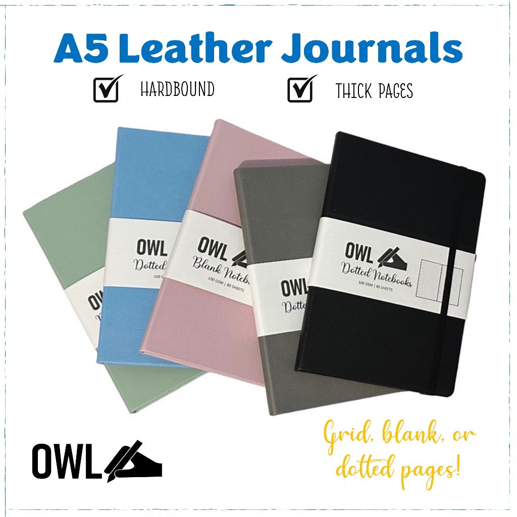 NEW!! 100 GSM OWL Notebooks Lined Dotted Grid Blank Journals VEGAN ...
