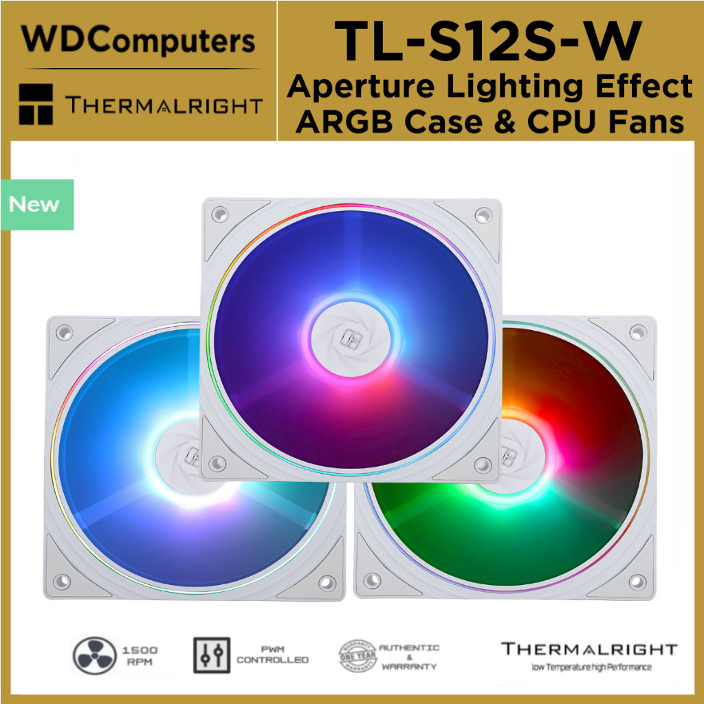 Thermalright TL-S12W-S X3 Computer Fans. White 120mm Fan with ARGB ...