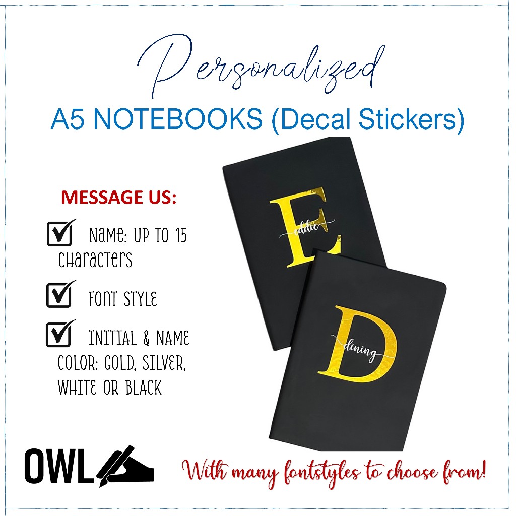 Notebooks With Names In Front Customized Personalized A5 Size Gold ...