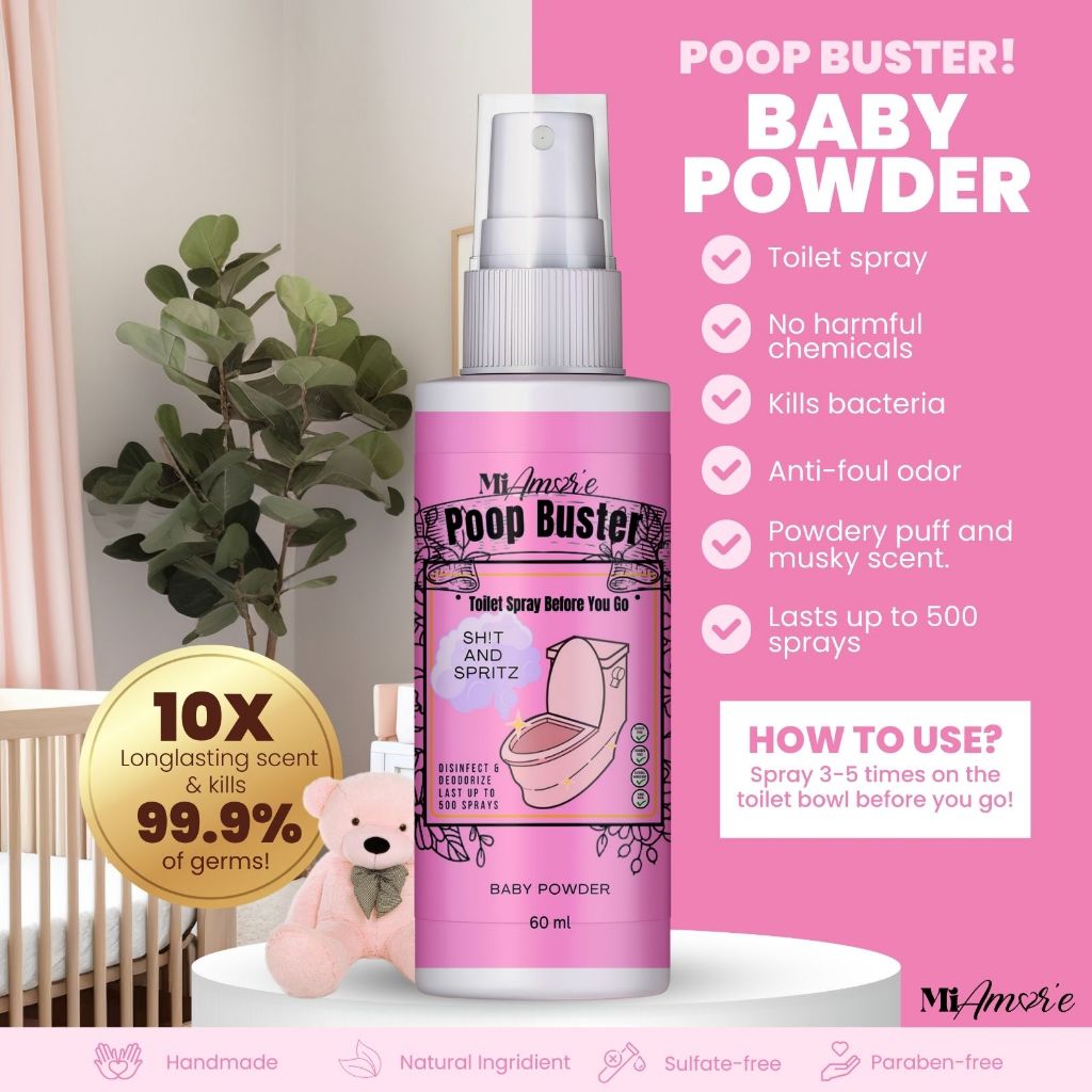BABY POWDER scent POOP BUSTER! Poop Spray, Odor Eliminator 60ML ...