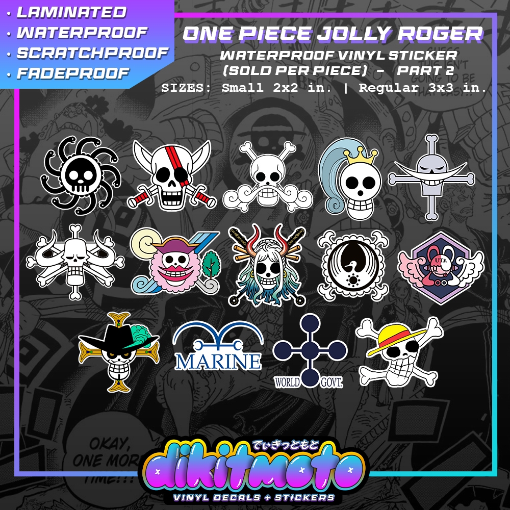 [dikitmoto] ONE PIECE Jolly Roger PART 2 Waterproof Vinyl Sticker ...