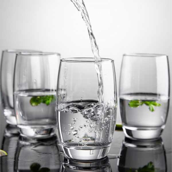 DELISOGA 390ml transparent clear water drinking glass set juice ...
