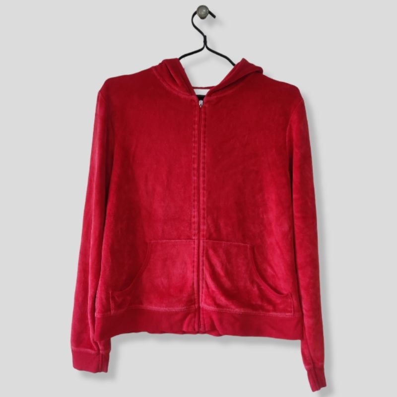 Victoria's Secret Red Velour Full Zip Hoodie Track Jacket | 90s Y2K McBling | Shopee Philippines