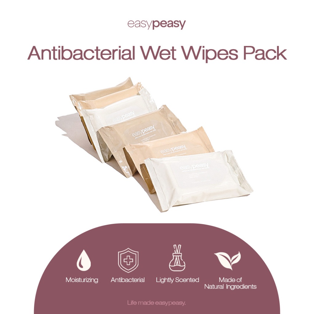 EASYPEASY Wipe & Go Antibacterial Wet Wipes Pack of 6 | Shopee Philippines