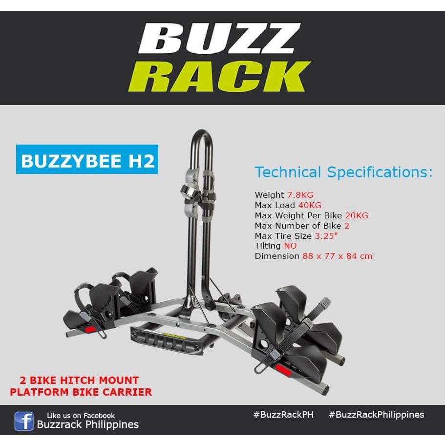 GENUINE BUZZ RACK BUZZYBEE H2 Bicycle Rack (2" Hitch Mount Platform ...