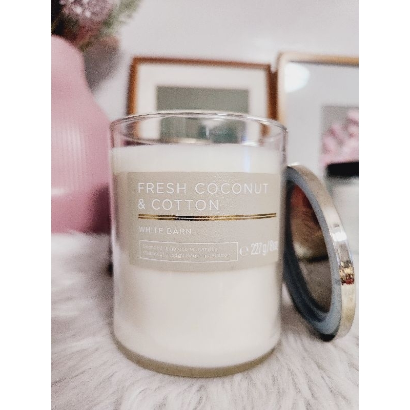 Fresh Coconut & Cotton | Signature Single wick | White Barn | Bath ...