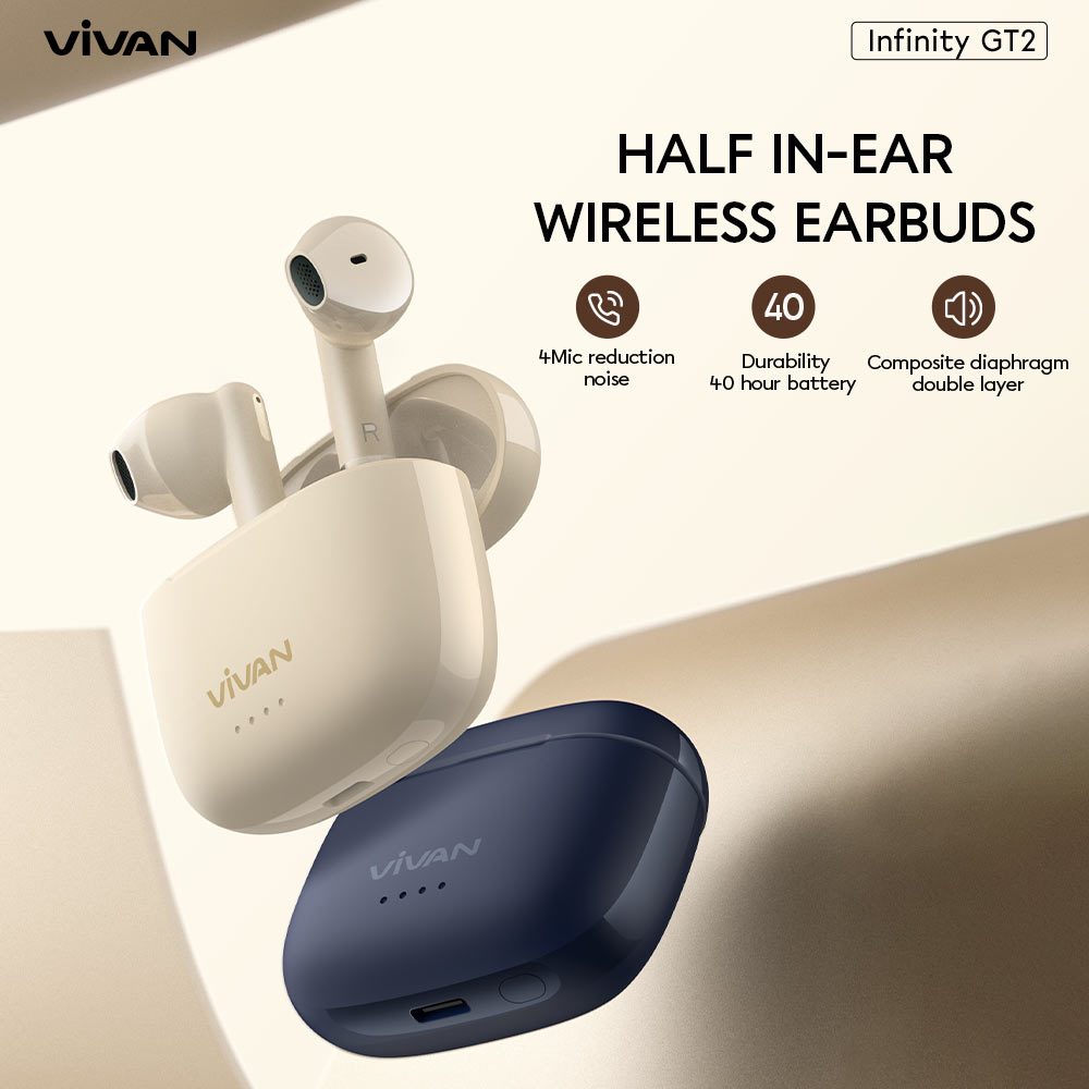 VIVAN TWS Wireless Earphone Airbuds Infinity GT2 BT 5.3 Playtime 40hr ...