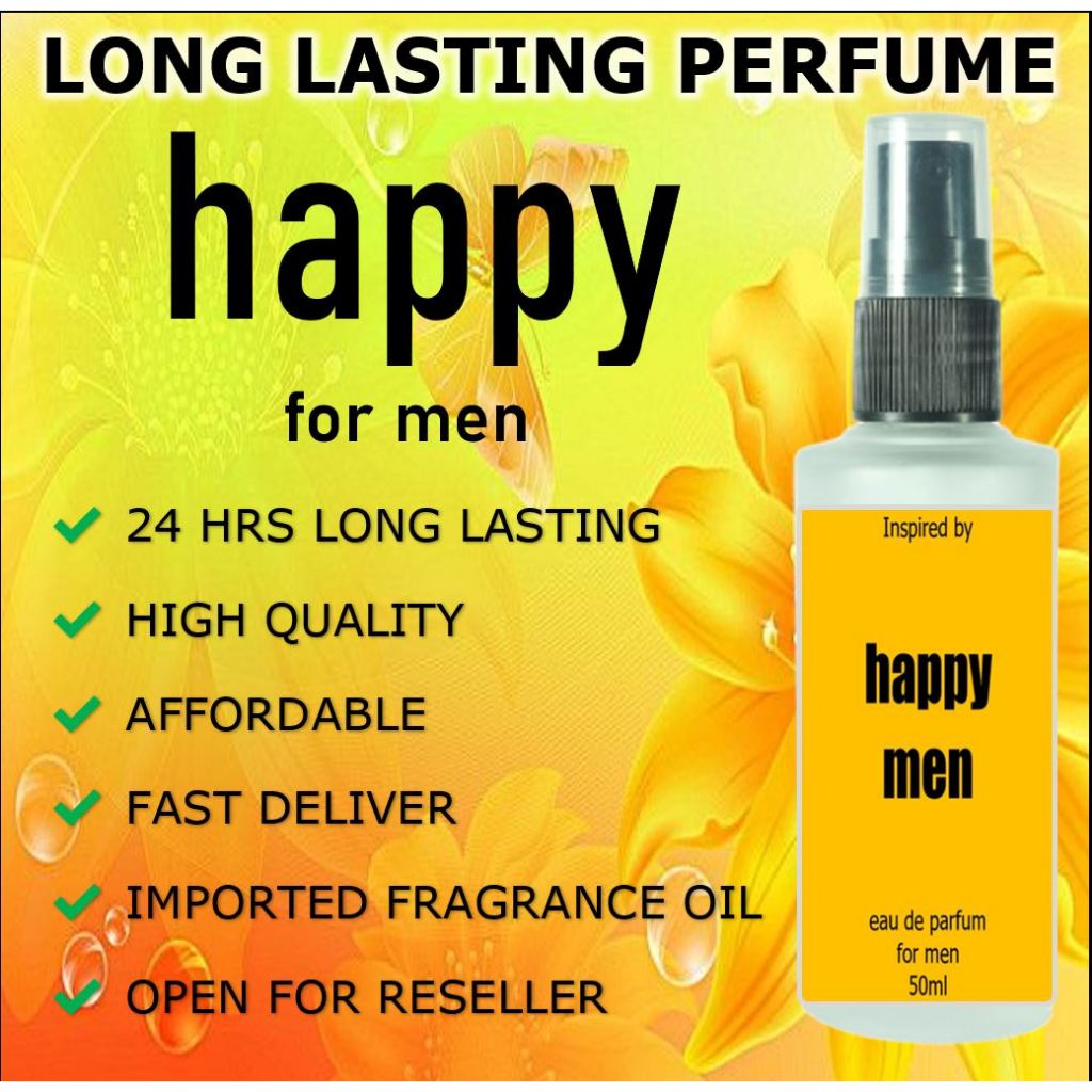 Happy 24 Hours Long Lasting Perfume for men Oil Based Perfume | Shopee ...