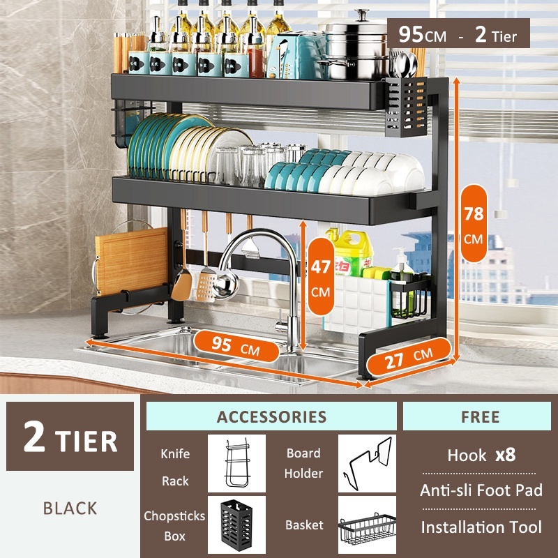 Metallic Dish Cabinet Rack Dish rack kitchen organizer Dish Drainer ...