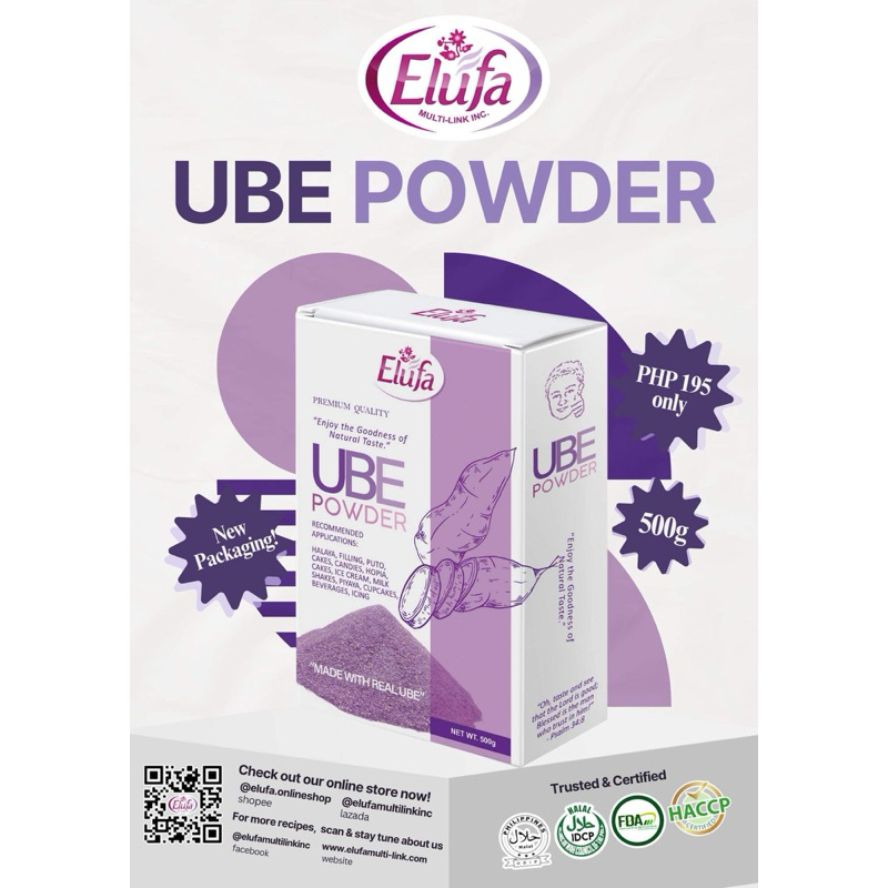 ELUFA NATURAL UBE POWDER - 500g (Ube Halaya, Ube Ice cream, Champorado ...