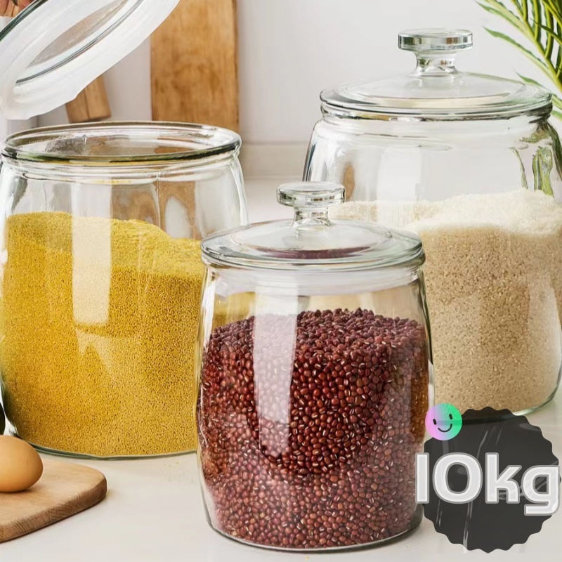 glass rice dispenser 10 kilos/10kg rice storage container airtight ...