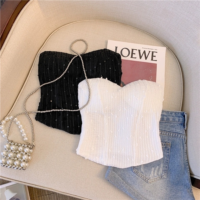 Glittered Crop Tube Tops Womenswear Lingerie | Shopee Philippines