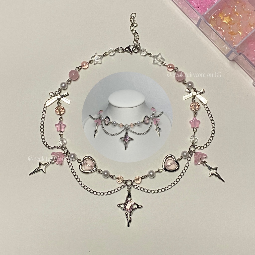 Coquette Necklaces by 𝖕𝖊𝖆𝖐.𝖋𝖆𝖎𝖗𝖞𝖈𝖔𝖗𝖊 | Handmade | Beaded charm ...