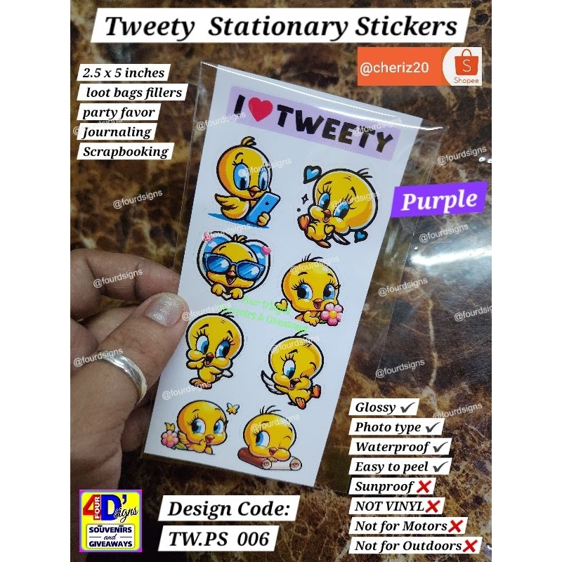 tweety bird stationary stickers (Not vinyl) | Shopee Philippines