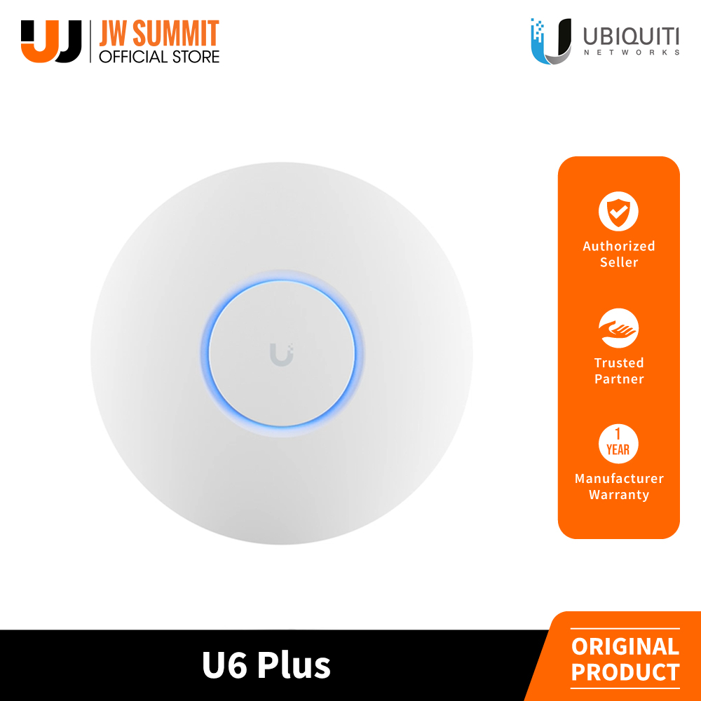 Ubiquiti U6 Plus WiFi 6 Dual-radio, 4 Spatial Streams, PoE Powered, GbE ...