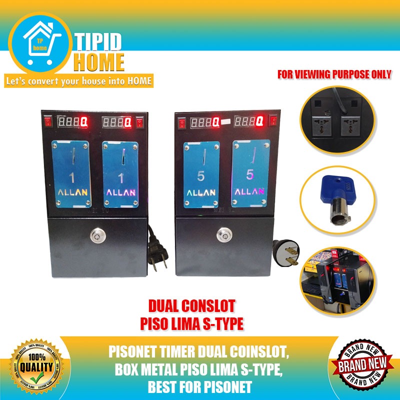 TIPID HOME PISONET TIMER DUAL COINSLOT, BOX METAL PISO LIMA S-TYPE ...