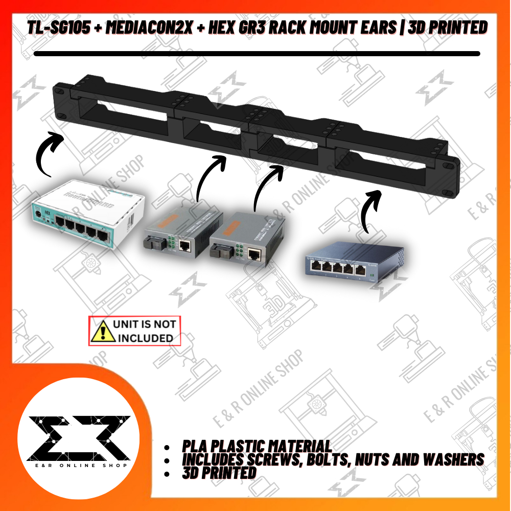 Mikrotik Hex Gr3 + Media Convert 2x + TP-LINK TL-SG105 Rack Mount Ears ...