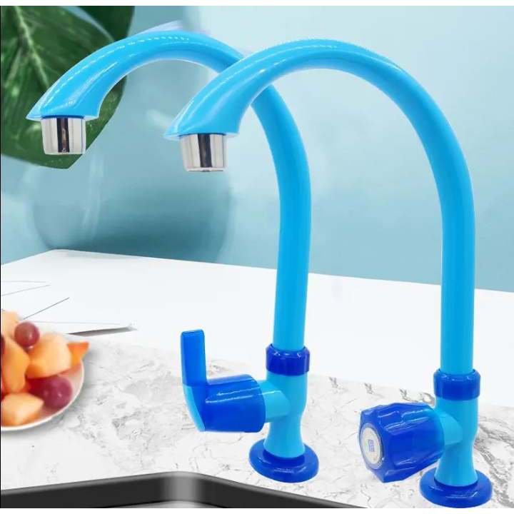 Top Selling Blue PVC Plastic Gooseneck Long Bathroom Tap Wall Type ...