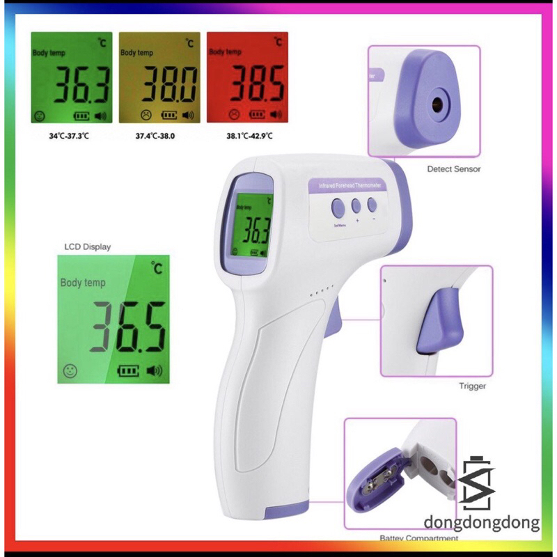 led Non-Contact Infrared Thermometer Forehead Body Temperature with ...