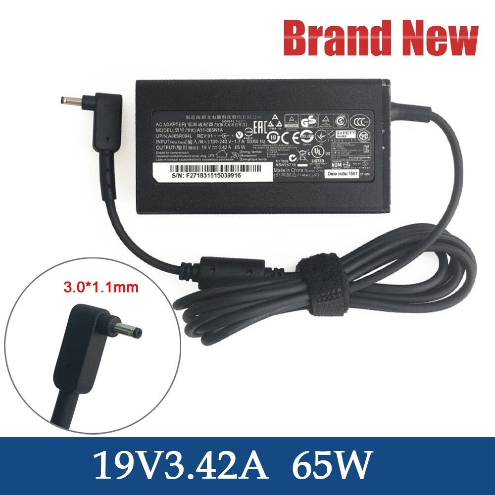 Laptop Charger for Acer Aspire 5 A515-54G A515-54G-56XE 19V 3.42A 65W AC Adapter small pin ...
