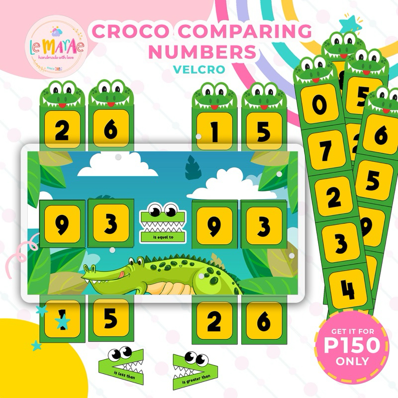 CROCO COMPARING NUMBERS LESS THAN EQUAL GREATER THAN Movable Worksheets ...