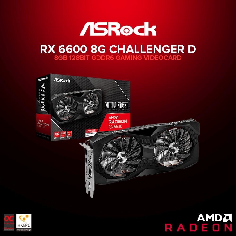 Asrock RX 6600 8G CHALLENGER D 8gb 128bit GDdr6 Gaming Graphics Card ...