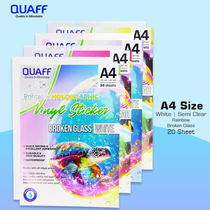 QUAFF Printable Hologram Vinyl Inkjet Sticker A4 Size (20 Sheets per pack) | Shopee Philippines