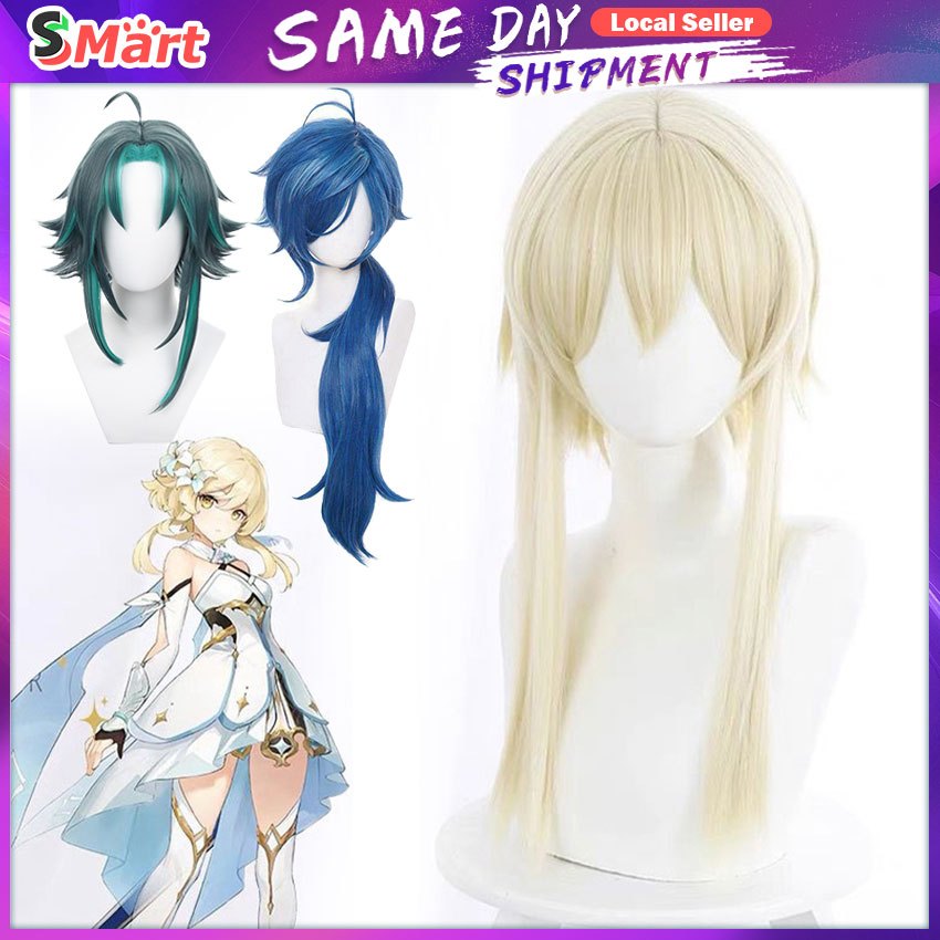 Genshin Impact Klee Xiao Kaeya 40cm Green Mixed Wig Heat Resistant ...