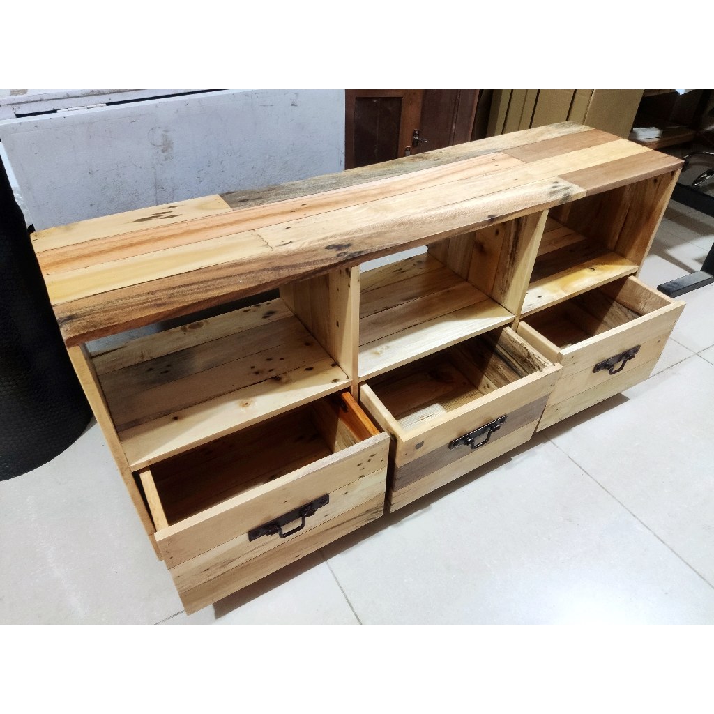 Solid Wood 3 Drawer TV Rack/console table /3Drawer TV Cabinet | Shopee ...