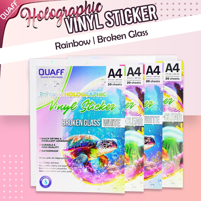 A4 Size Waterproof QUAFF Printable Hologram Vinyl Inkjet Sticker 210mm ...