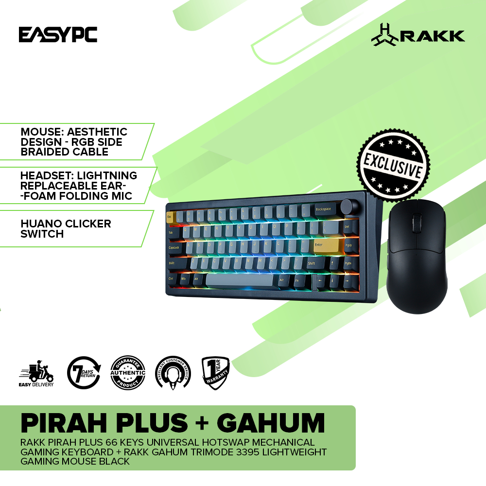 EasyPC| RAKK PIRAH PLUS Mechanical Gaming Keyboard + GAHUM Gaming Mouse ...