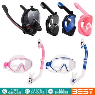 Full Face Snorkeling Mask Set Anti Leak Easy Breathe Snorkel Diving ...