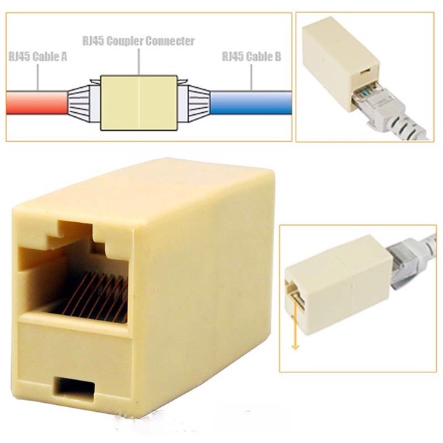 RJ45 Coupler Female F/F Network Cable LAN Connector Joiner F-F Straight ...